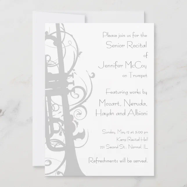 Trumpet Recital Invitation | Zazzle