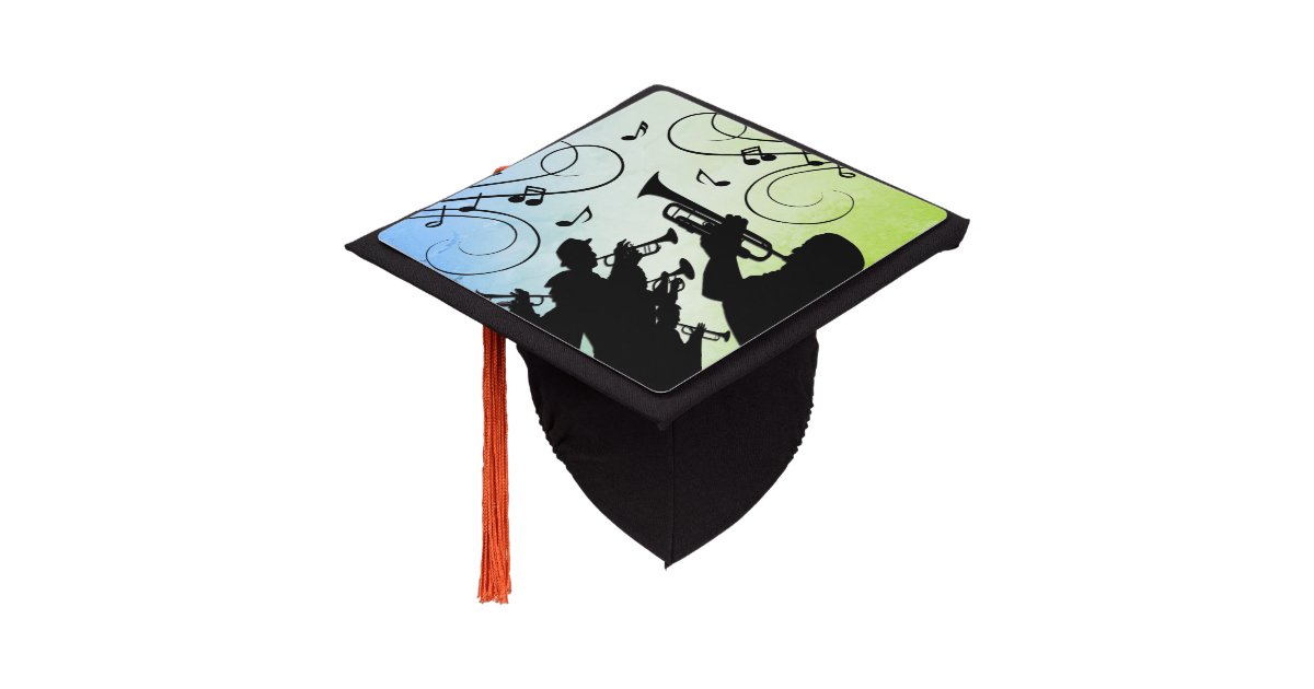 Trumpet Section Green Music Graduation Cap Topper | Zazzle