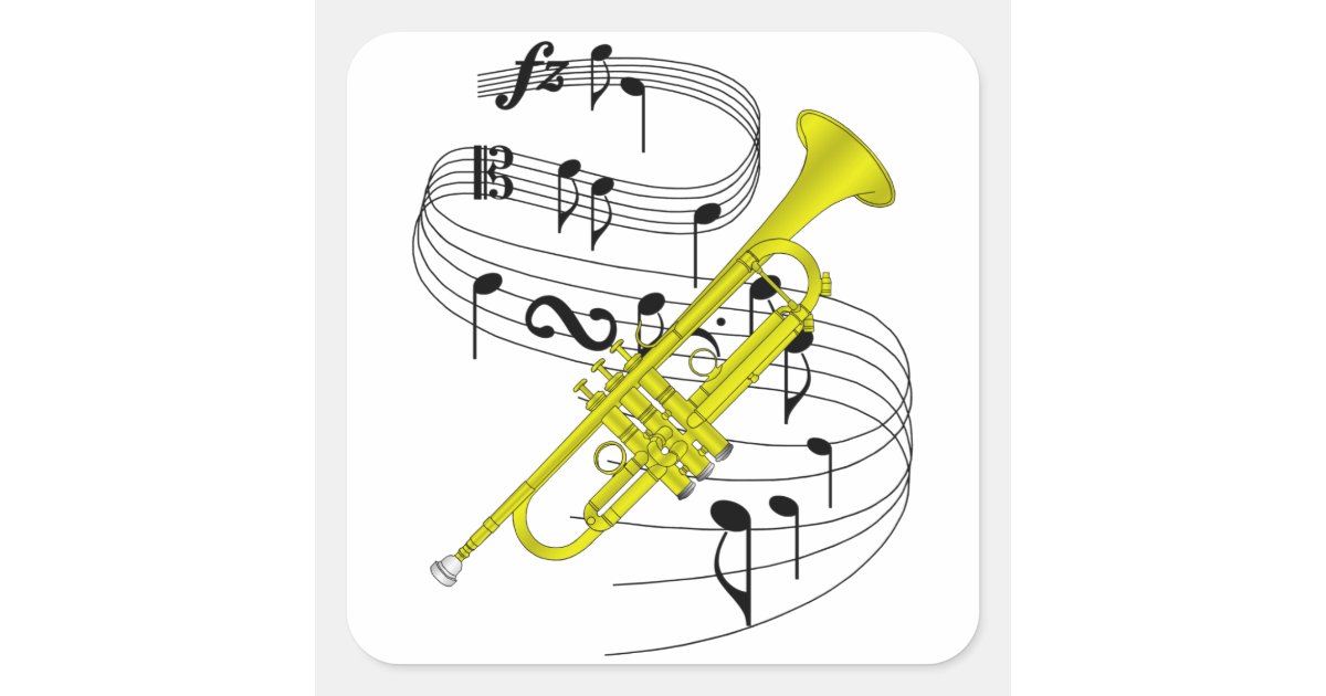 Trumpet Square Sticker | Zazzle