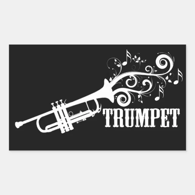 Trumpet Vector with swirls Rectangular Sticker | Zazzle