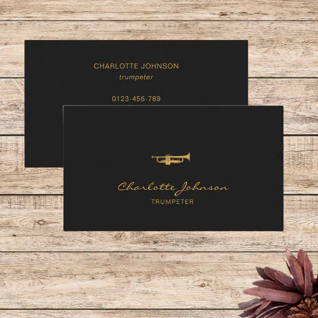 Trumpeter Gold&Black Professional Musician Elegant Business Card | Zazzle