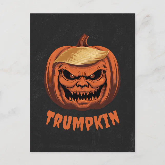 Trumpkin - Grinning Donald Trump Halloween Pumpkin Postcard | Zazzle