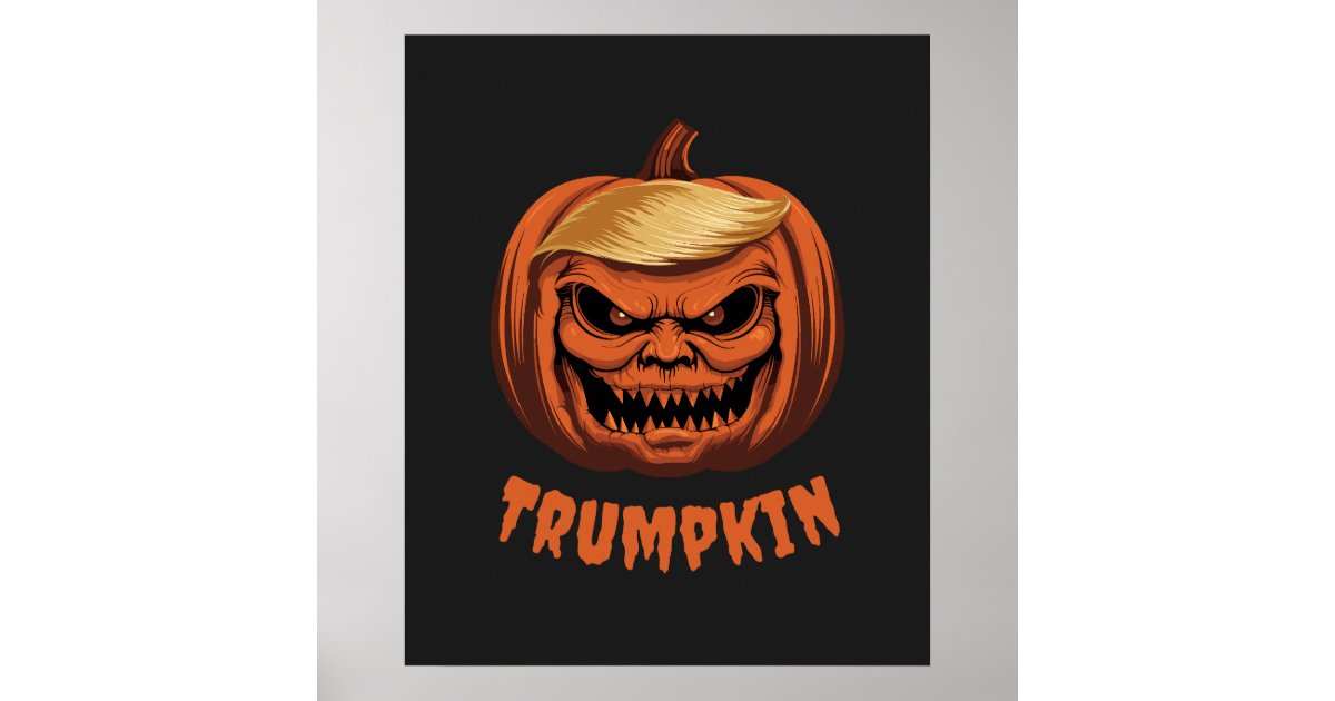 Trumpkin Grinning Donald Trump Halloween Pumpkin Poster | Zazzle