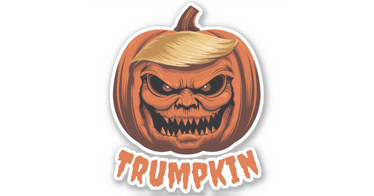 Trumpkin - Grinning Donald Trump Halloween Pumpkin Sticker | Zazzle
