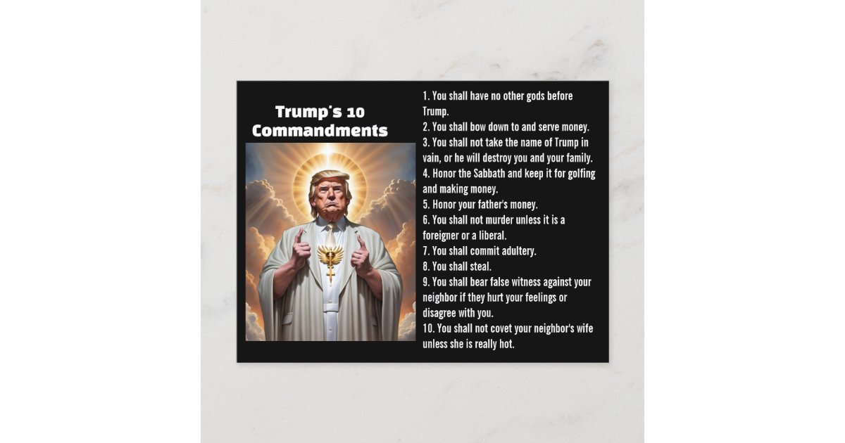 Trump's 10 Commandments Postcard | Zazzle