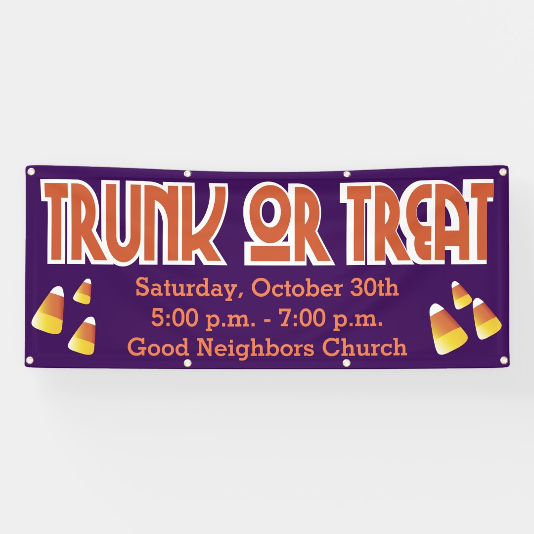 Trunk Or Treat Candy Corn Banner | Zazzle