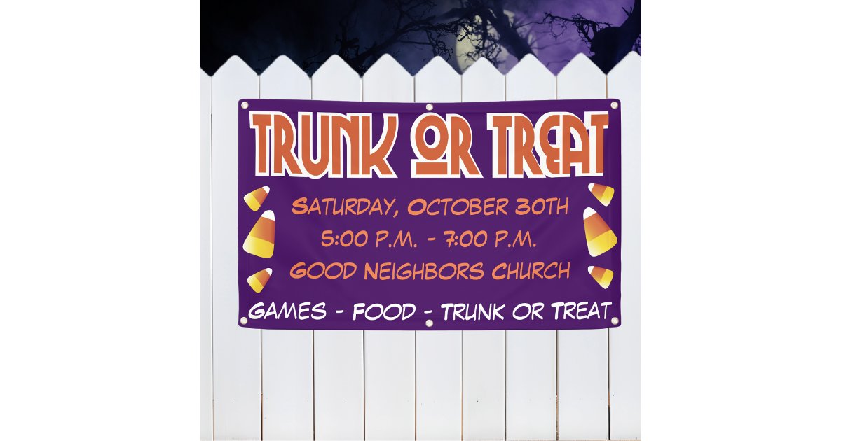 Trunk Or Treat Halloween Candy Corn Banner | Zazzle