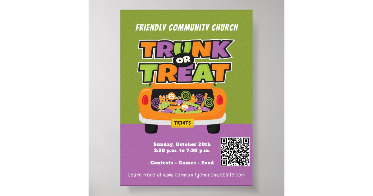 Trunk or Treat Halloween Event Poster | Zazzle