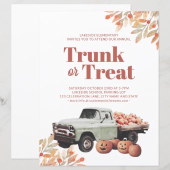 Trunk or Treat Halloween Pumpkin School Flyer | Zazzle