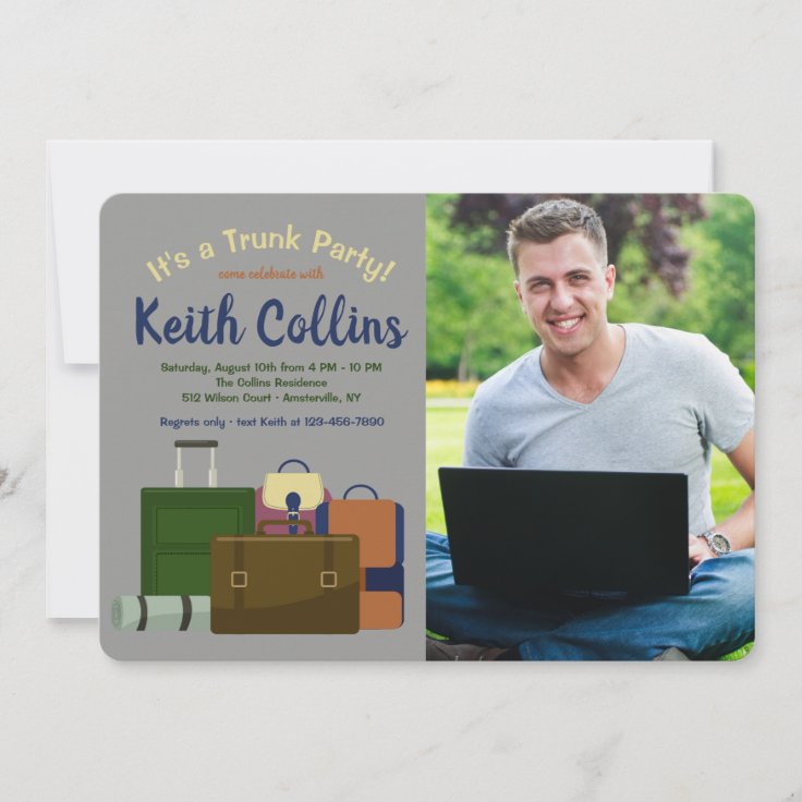 Trunk Party (Male) Photo Invitation | Zazzle