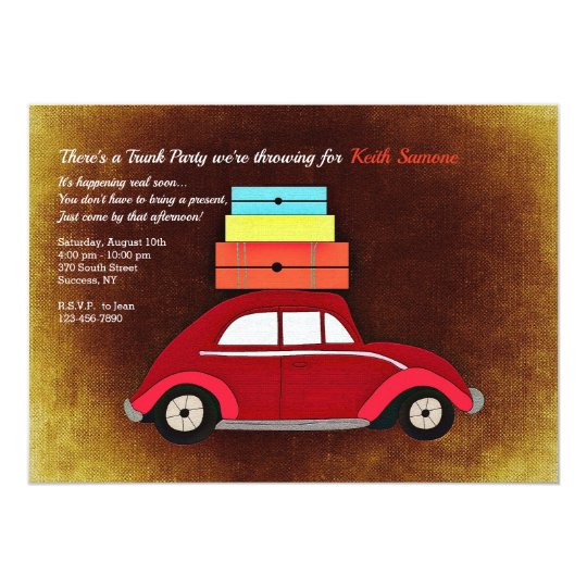 Trunk Party with Red Car Invitation | Zazzle.com