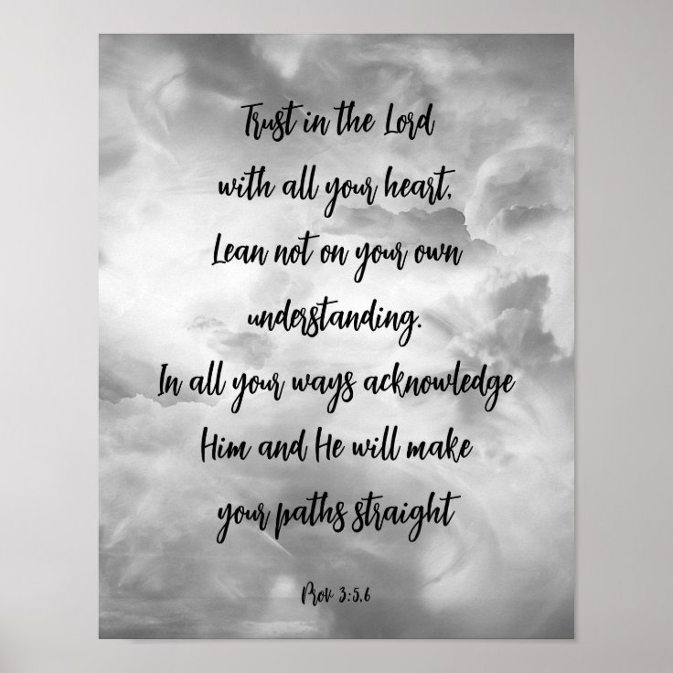 Trust in the Lord All Your Heart Psalm Quote Poster | Zazzle