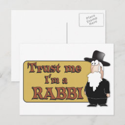 Trust Me - I'M A RABBI - Great Jewish humor Postcard | Zazzle