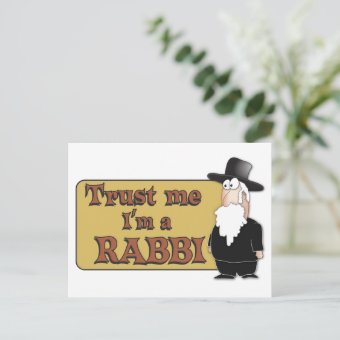 Trust Me - I'M A RABBI - Great Jewish humor Postcard | Zazzle