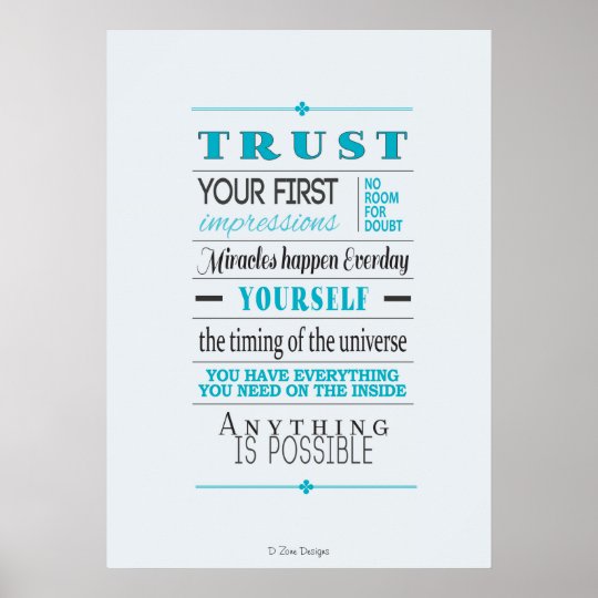 Trust Motivational Quote Poster | Zazzle.com