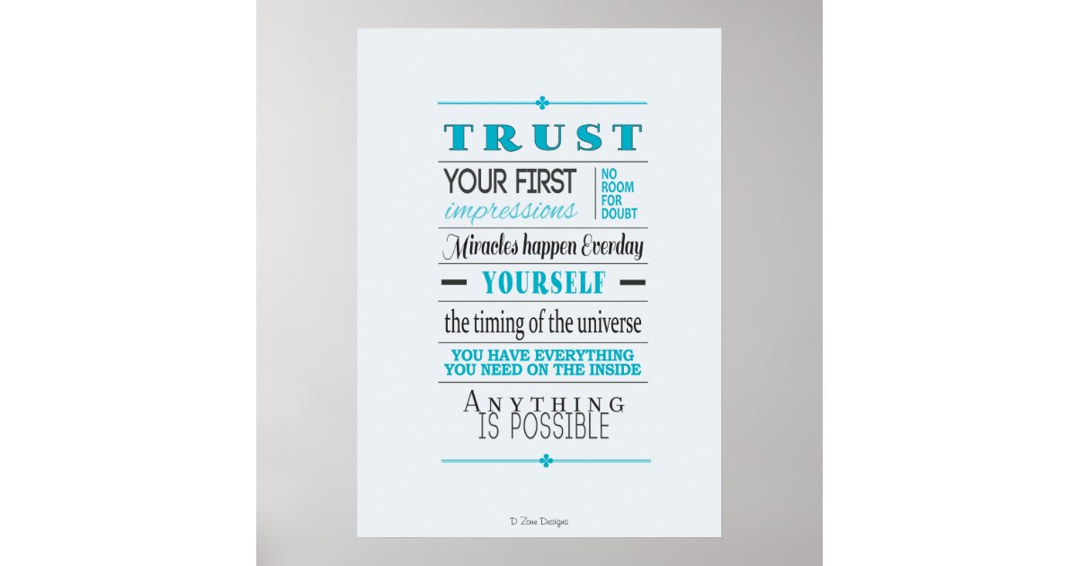 Trust Motivational Quote Poster | Zazzle