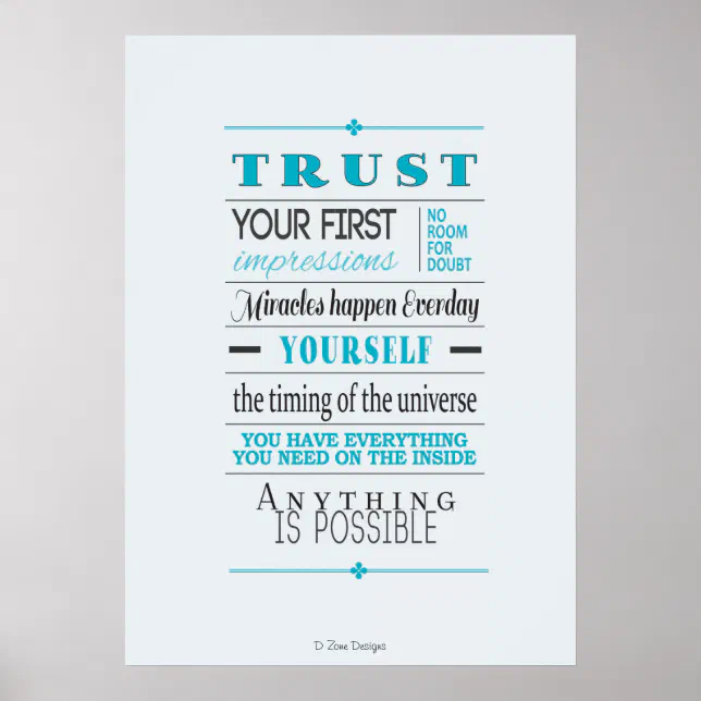 Trust Motivational Quote Poster | Zazzle