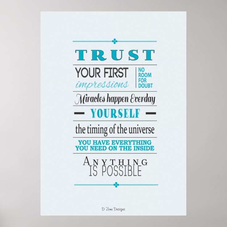 Trust Motivational Quote Poster | Zazzle