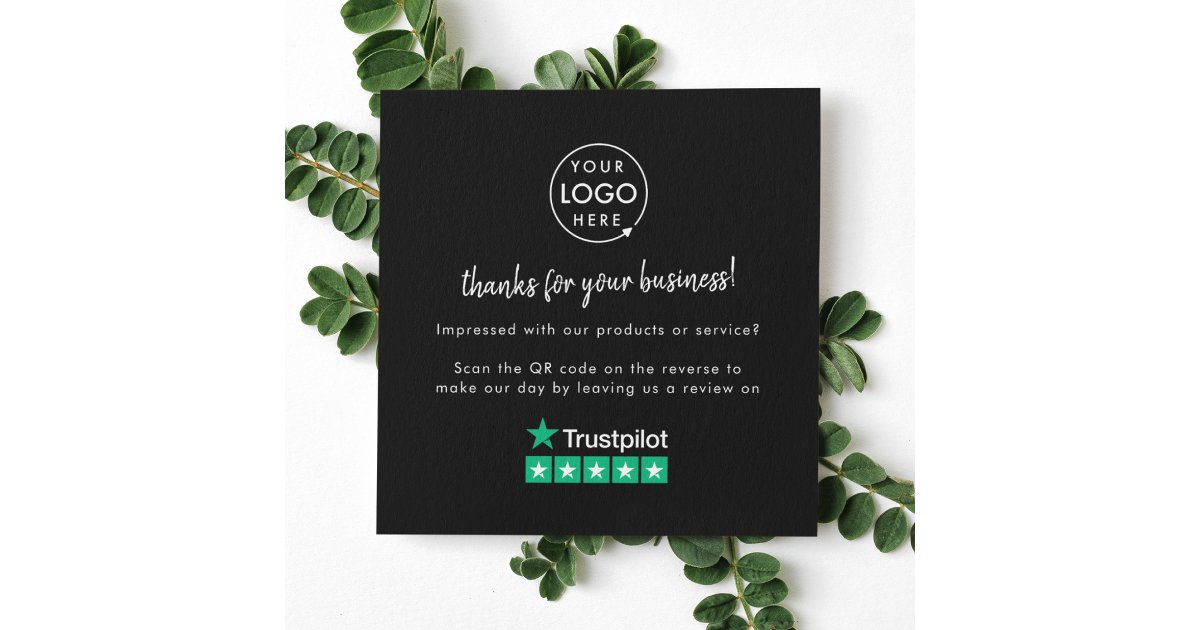 Trustpilot Reviews Business Card | QR Code Black | Zazzle