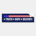 Truth Hope Decency Harris Walz 2024 Bumper Sticker | Zazzle