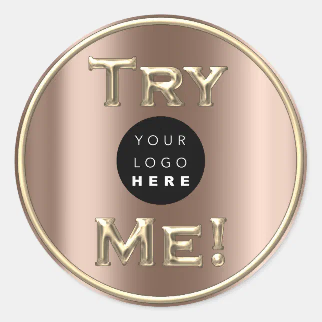 Try Bronze Logo Gold Tester Sample Container Classic Round Sticker | Zazzle
