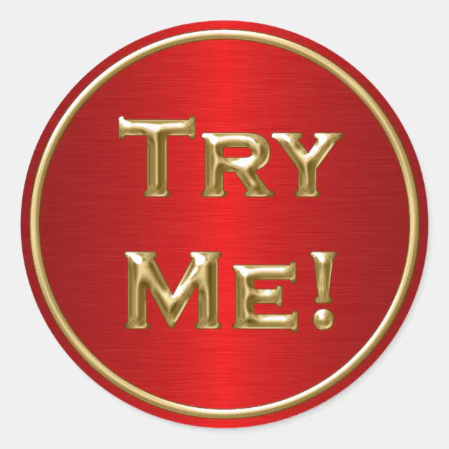 Try Me Black Gold Red For Tester Sample Contain Classic Round Sticker ...