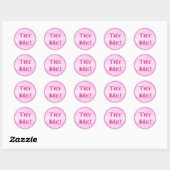 Try Me Glitter Candy Pink Tester Sample Container Classic Round Sticker ...