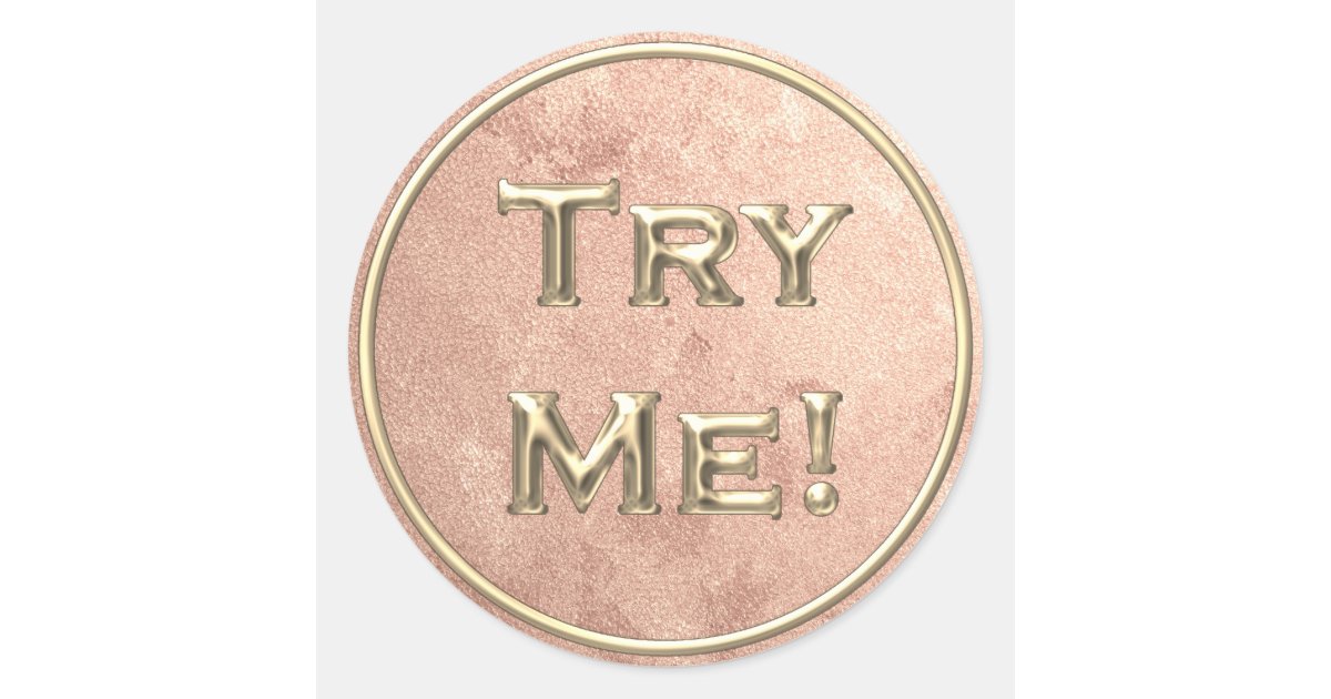 Try Me Gold Skinny Blush Tester Sample Container Classic Round Sticker ...