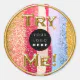 Try Me Logo Gold Tester Sample Container Glitter Classic Round Sticker ...