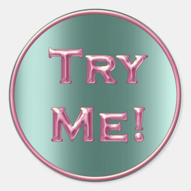 Try Me Mint Teal Pink Tester Sample Container Classic Round Sticker ...
