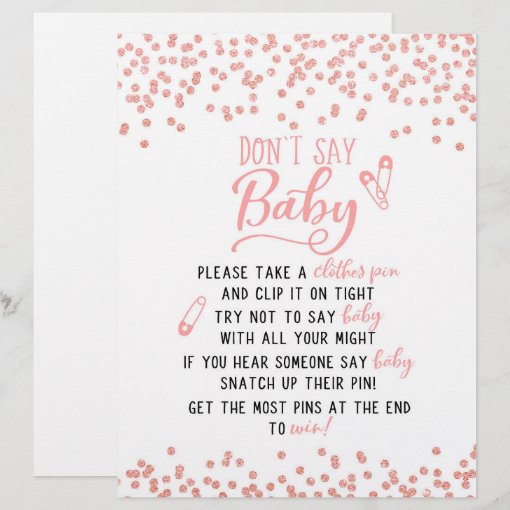 Try Not To Say Baby / Don't Say Baby Game Sign | Zazzle
