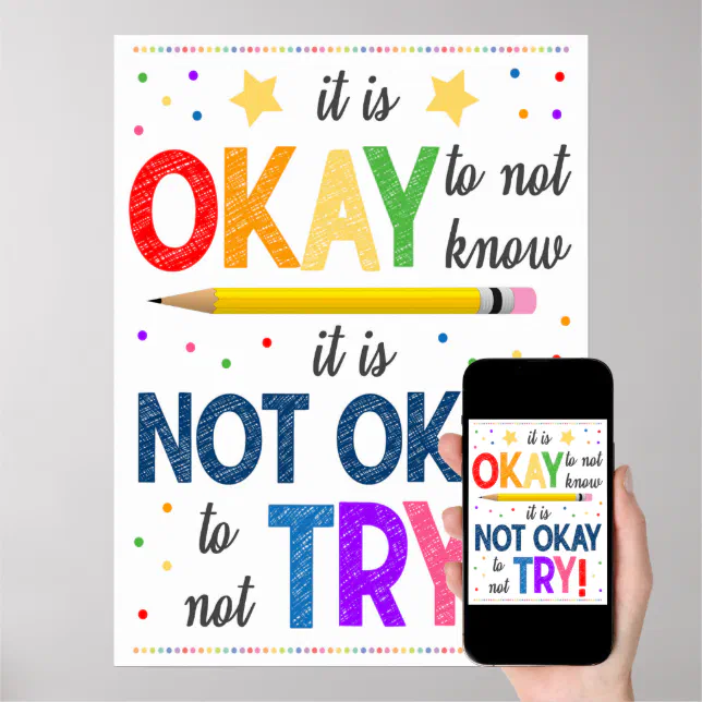 Try Your Best Rainbow Classroom Poster | Zazzle