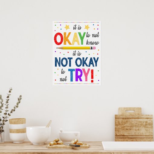 Try Your Best Rainbow Classroom Poster | Zazzle