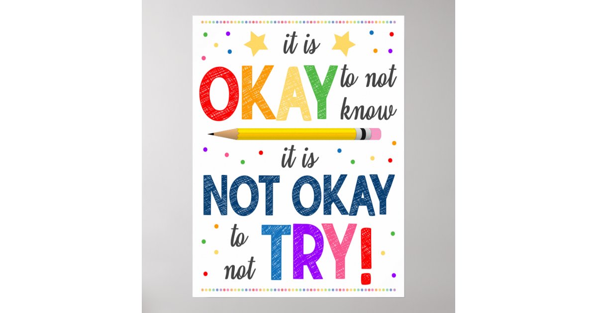 Try Your Best Rainbow Classroom Poster | Zazzle