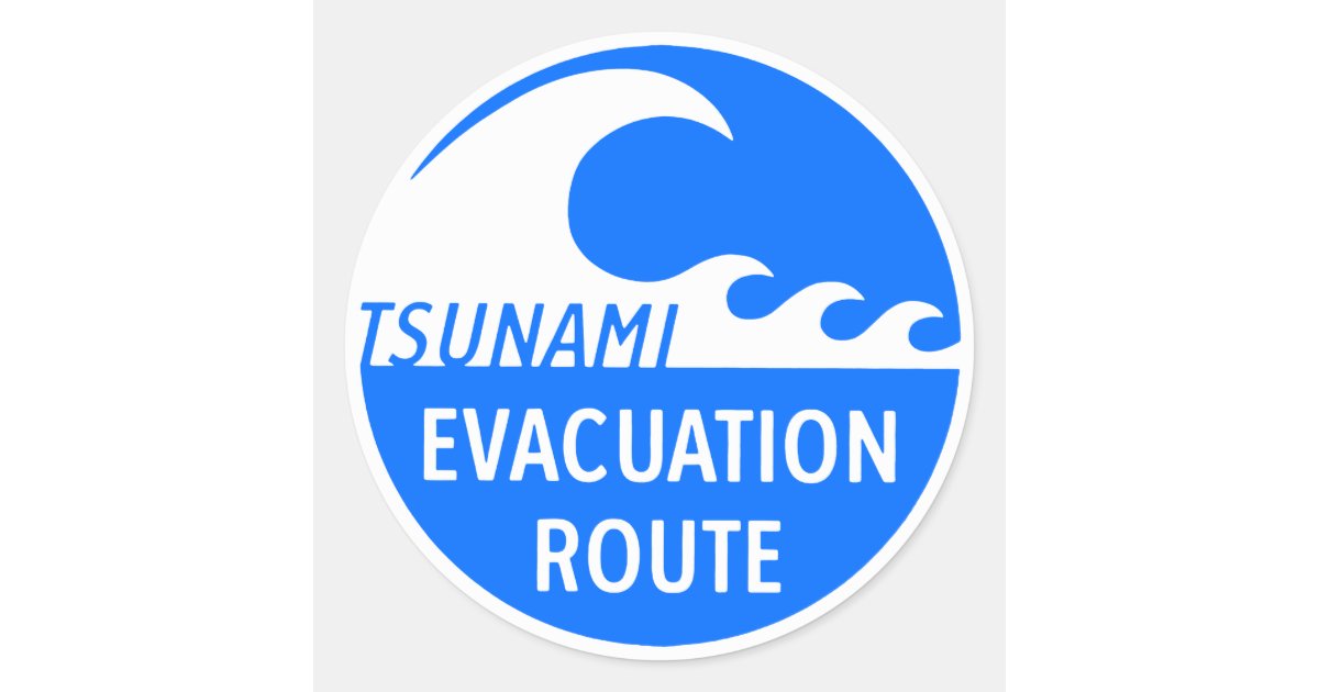 Tsunami Evacuation Route Classic Round Sticker | Zazzle