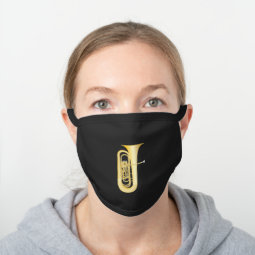 Tuba Cute Music Teacher Band Black Cotton Face Mask | Zazzle