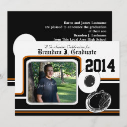 Tuba Marching Band Graduation Photo Orange Invitation | Zazzle