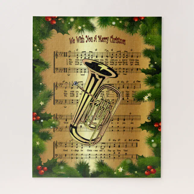 Tuba~ “We Wish You A Merry Christmas” ~ Jigsaw Puzzle | Zazzle