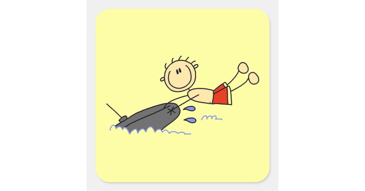 Tubing Stick Figure Square Sticker | Zazzle