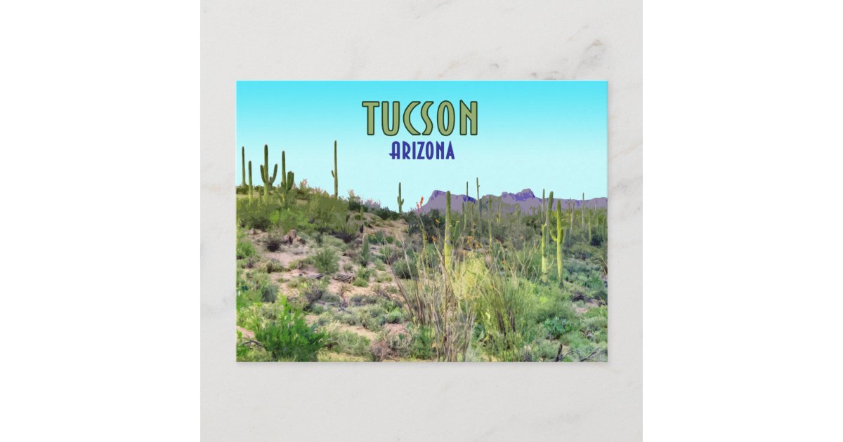 Tucson Arizona Cactus and Mountain Vintage Postcard | Zazzle