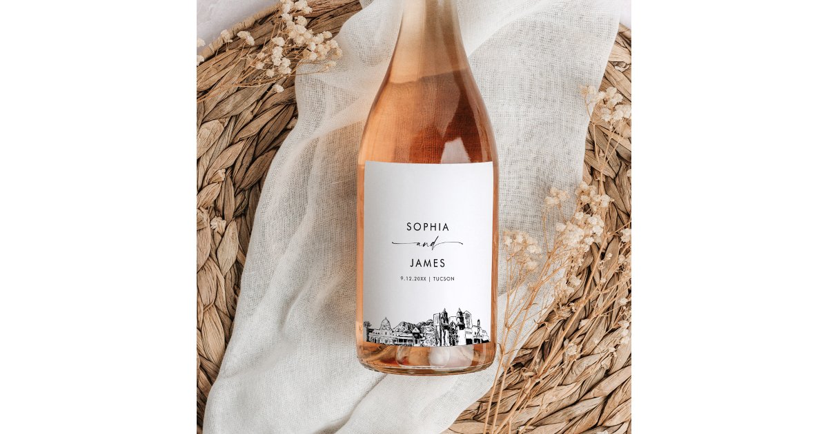 Tucson Arizona Skyline Wine Label | Zazzle