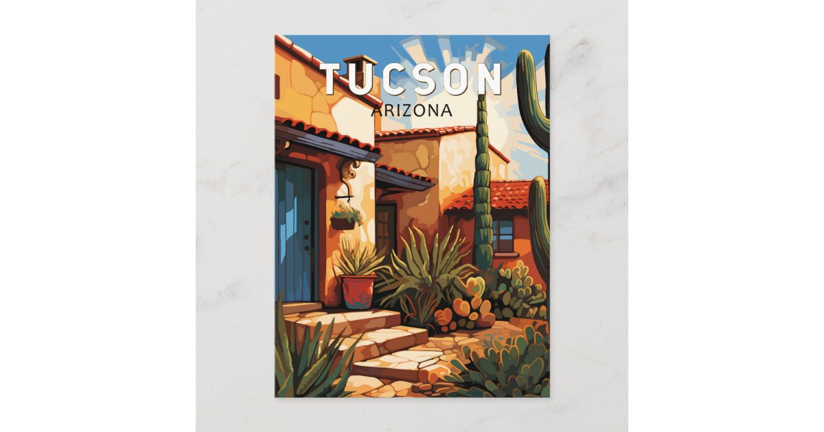 Tucson Arizona Travel Art Vintage Postcard | Zazzle