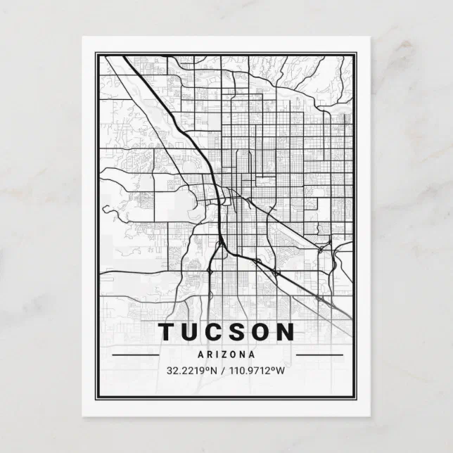 Tucson Arizona USA Travel City Map Postcard | Zazzle