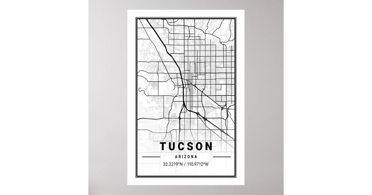 Tucson Arizona USA Travel City Map Poster | Zazzle