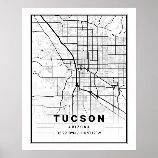 Tucson Arizona USA Travel City Map Poster | Zazzle