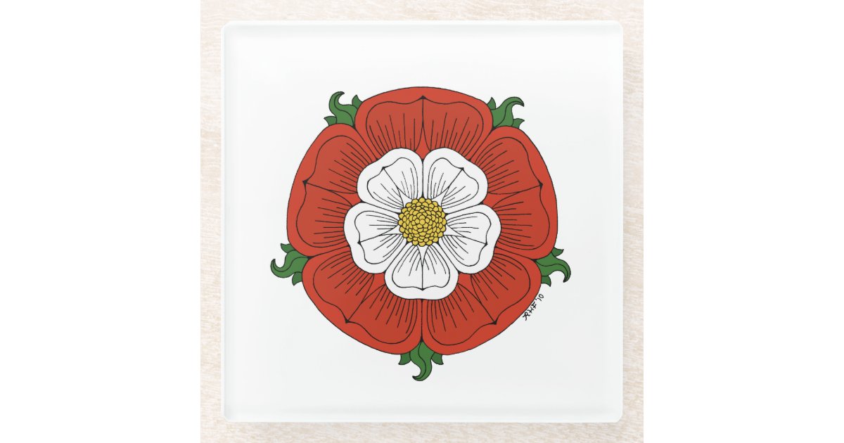 Tudor Rose Glass Coaster | Zazzle
