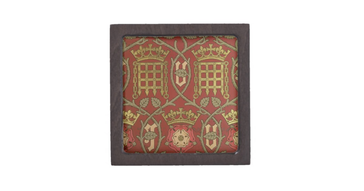 'Tudor Rose', reproduction wallpaper designed by S Keepsake Box | Zazzle