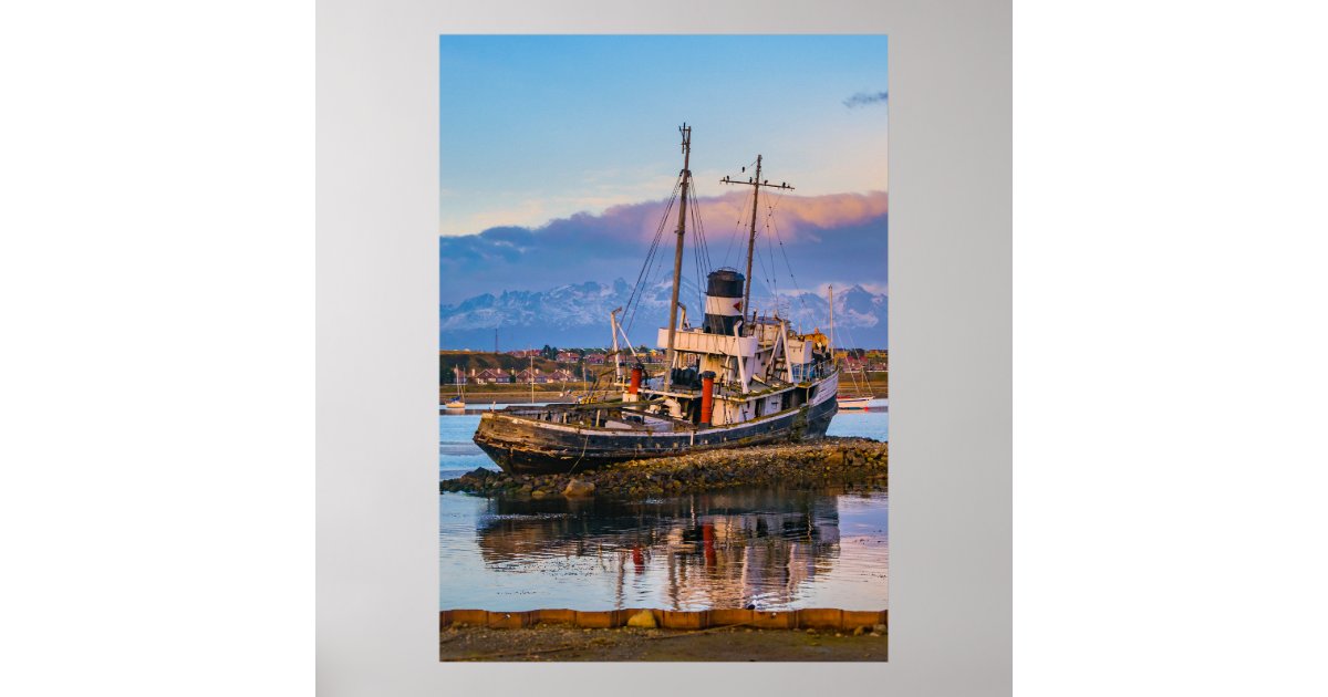 Tugboat at port, ushuaia, argentina poster | Zazzle