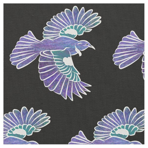 Tui New Zealand native bird Fabric | Zazzle