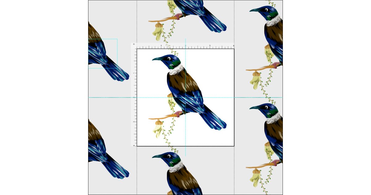 Tui New Zealand native bird Fabric | Zazzle